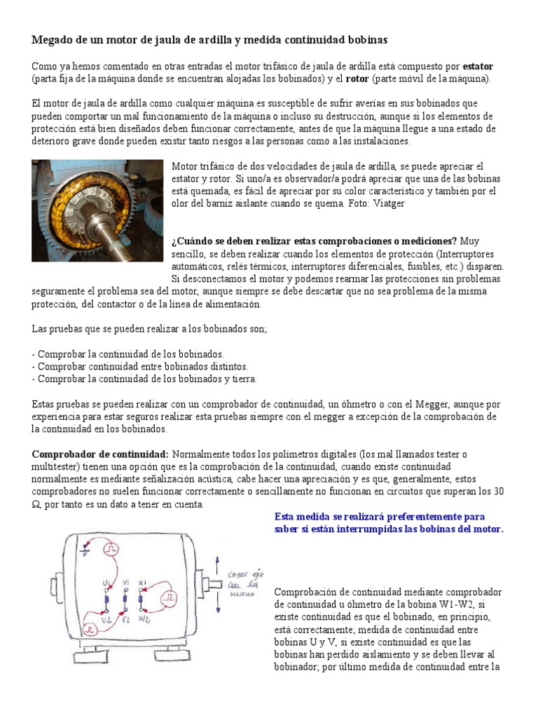 Megado de Un Motor de Jaula de Ardilla y Medida Continuidad Bobinas ...