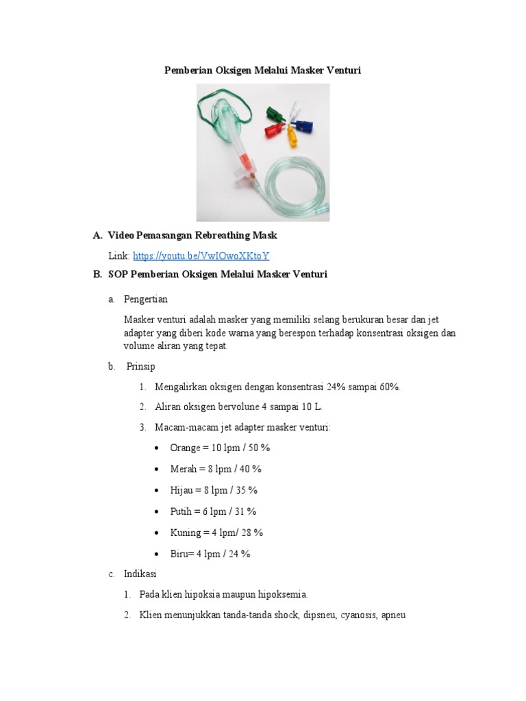 Pemberian Oksigen Melalui Masker Venturi | PDF