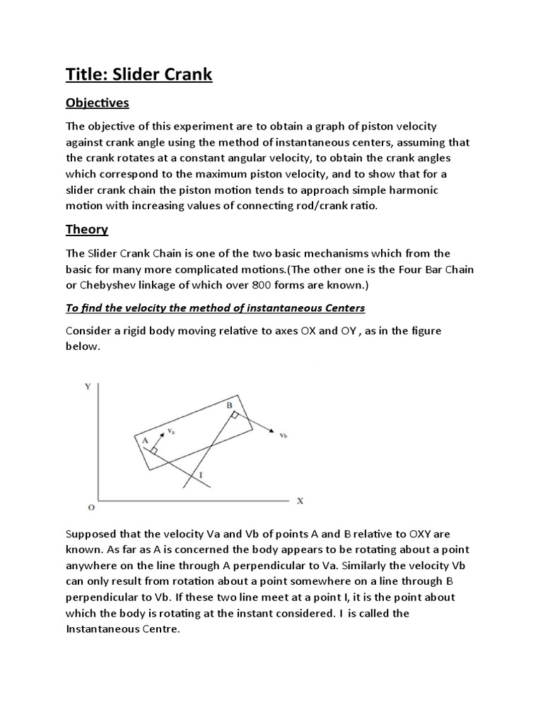 Lab Slide Crank | PDF | Velocity | Geometry