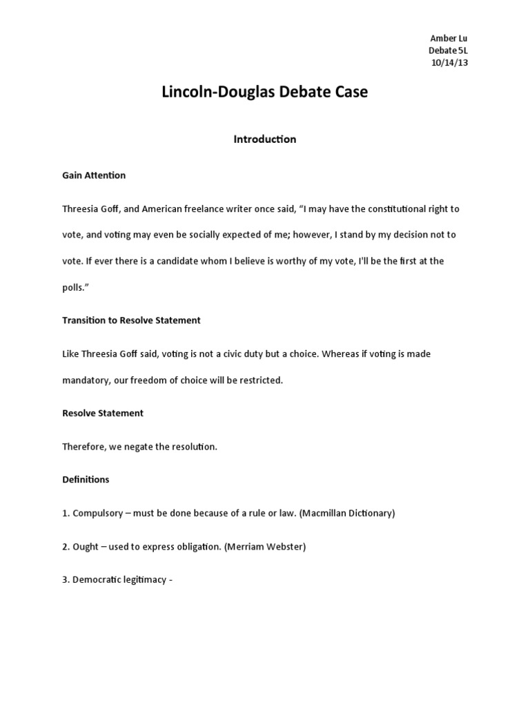 LD Case - Compulsory Voting | PDF | Voting | Elections