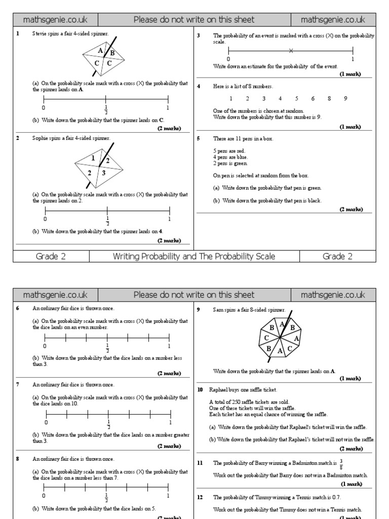 2 Writing Probability and The Probability Scale Ws | PDF