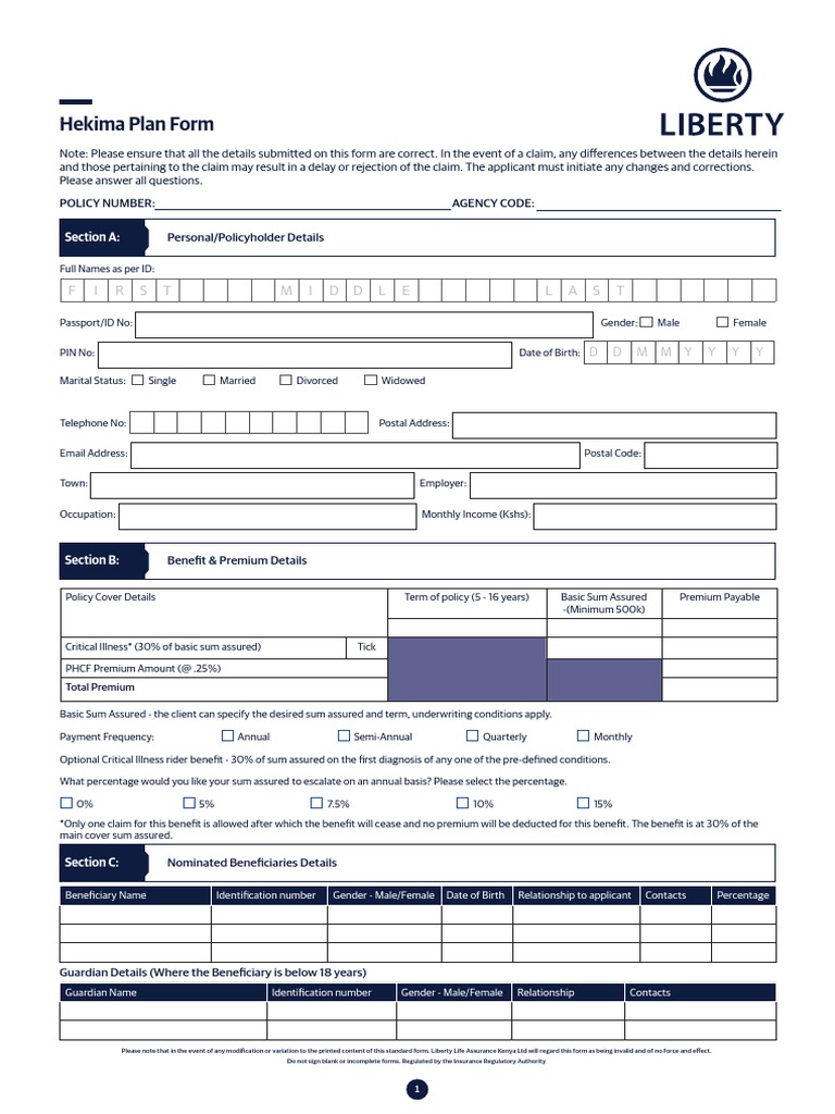 Hekima Plan Application Form-E | PDF | Life Insurance | Insurance