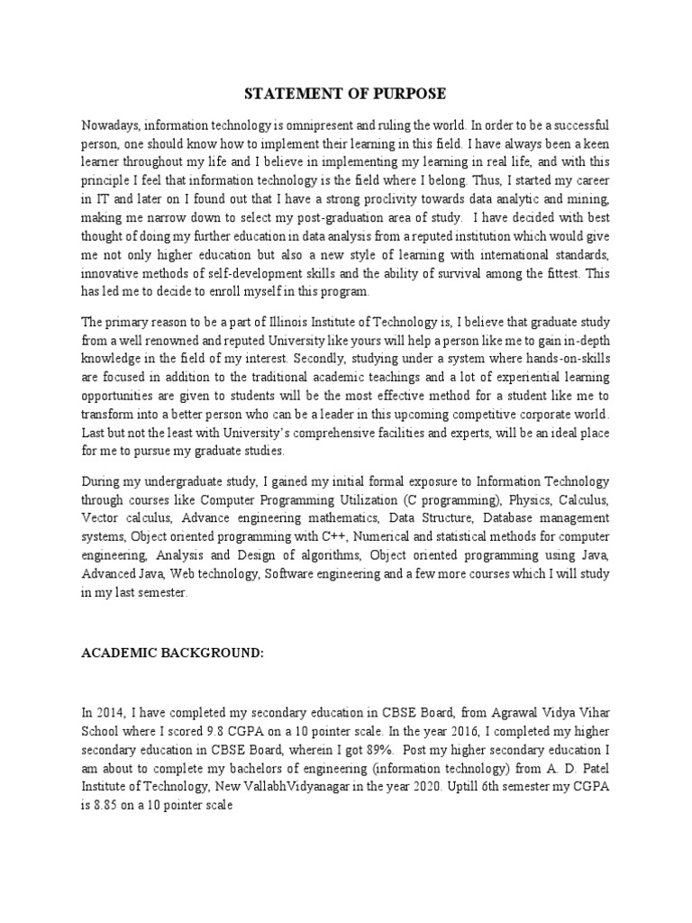 MS Data Science Statement of Purpose | PDF | Science | Learning