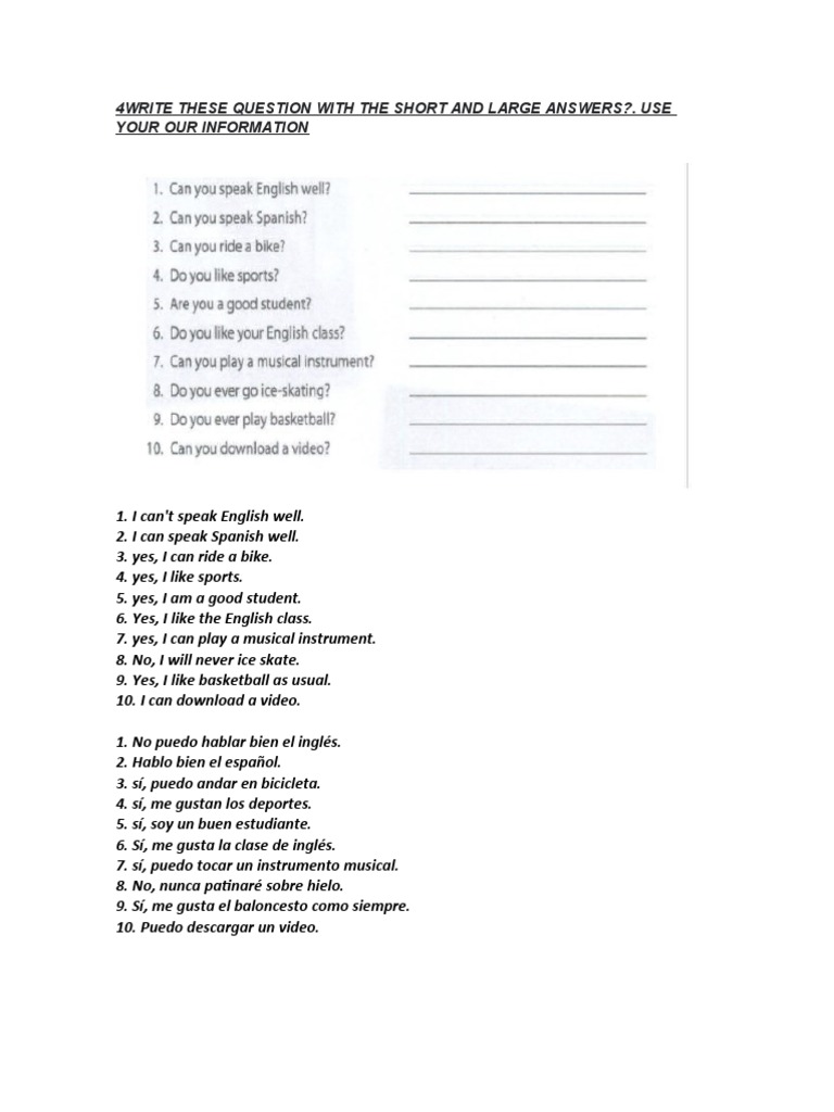 4write These Question With The Short and Large Answers | PDF