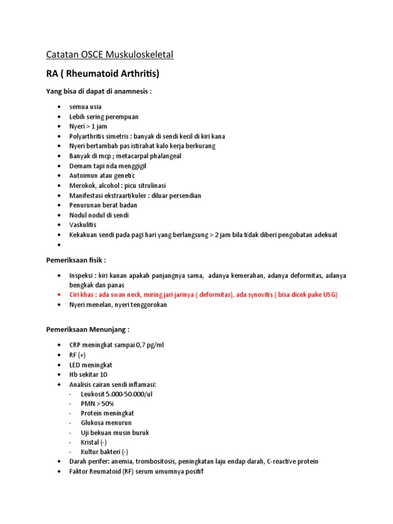 Catatan OSCE Muskuloskeletal | PDF