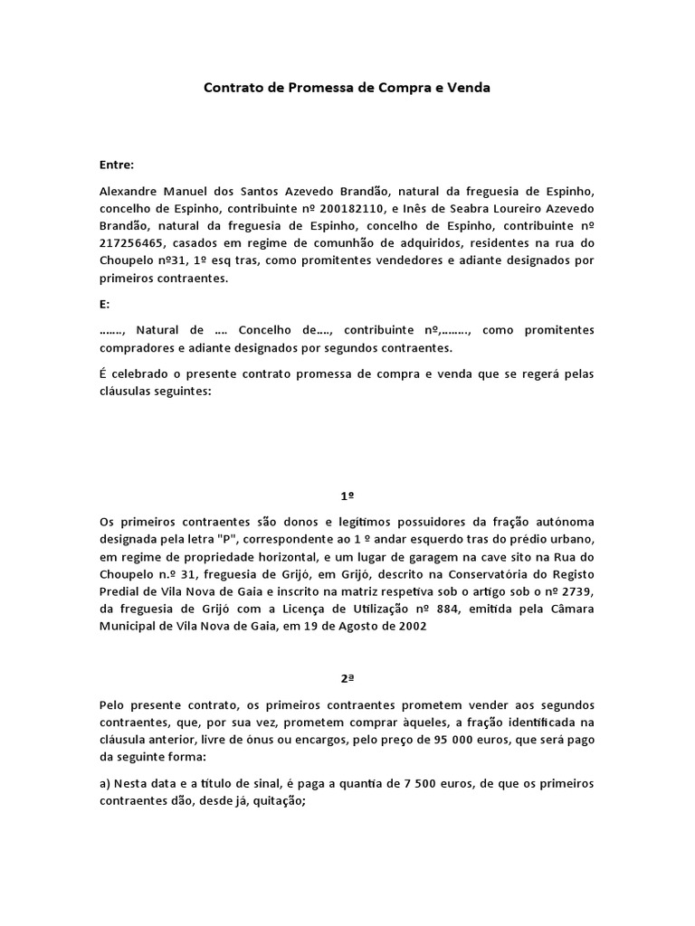 Contrato de Promessa de Compra e Venda | PDF