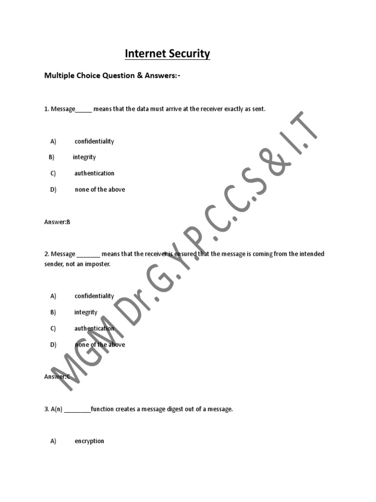 Internet Security: Multiple Choice Question & Answers | PDF | Hypertext ...