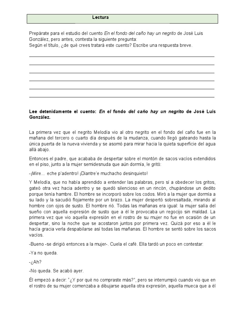 en El Fondo Del Caño Hay Un Negrito - Lectura y Comp. | PDF