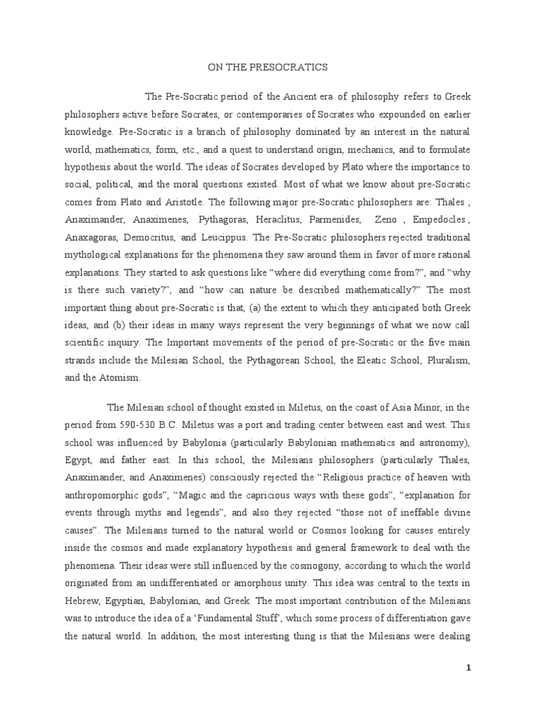 Synoptic Essay | PDF | Ancient Greek Philosophy | Metaphysics