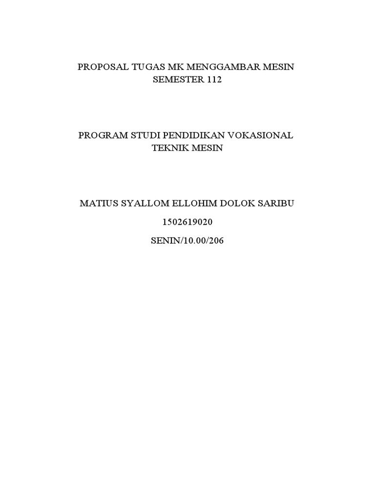 Proposal Tugas MK Menggambar Mesin Mamat | PDF