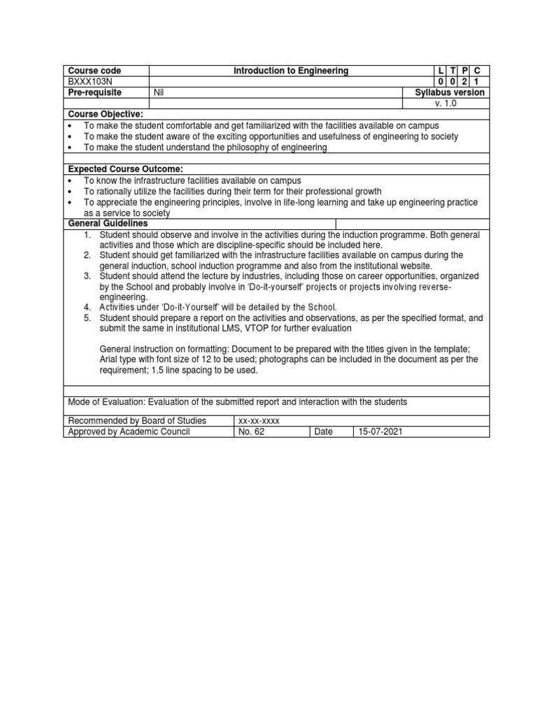 Introduction To Engineering Content and Format | PDF | Cognition | Learning