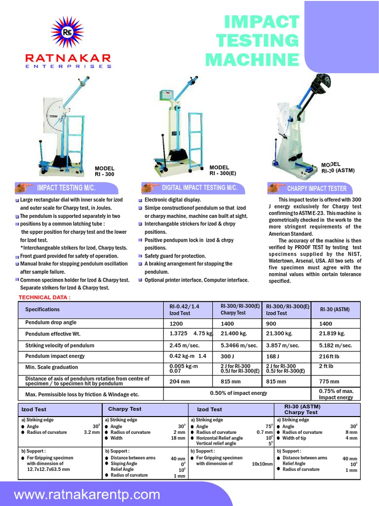 Charpy Impact Testing Machine | PDF | Mechanical Engineering | Applied ...