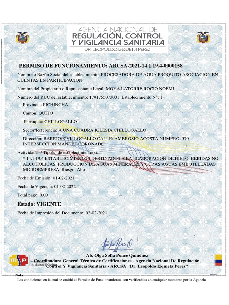 Permiso Funcionamiento 2021 | PDF