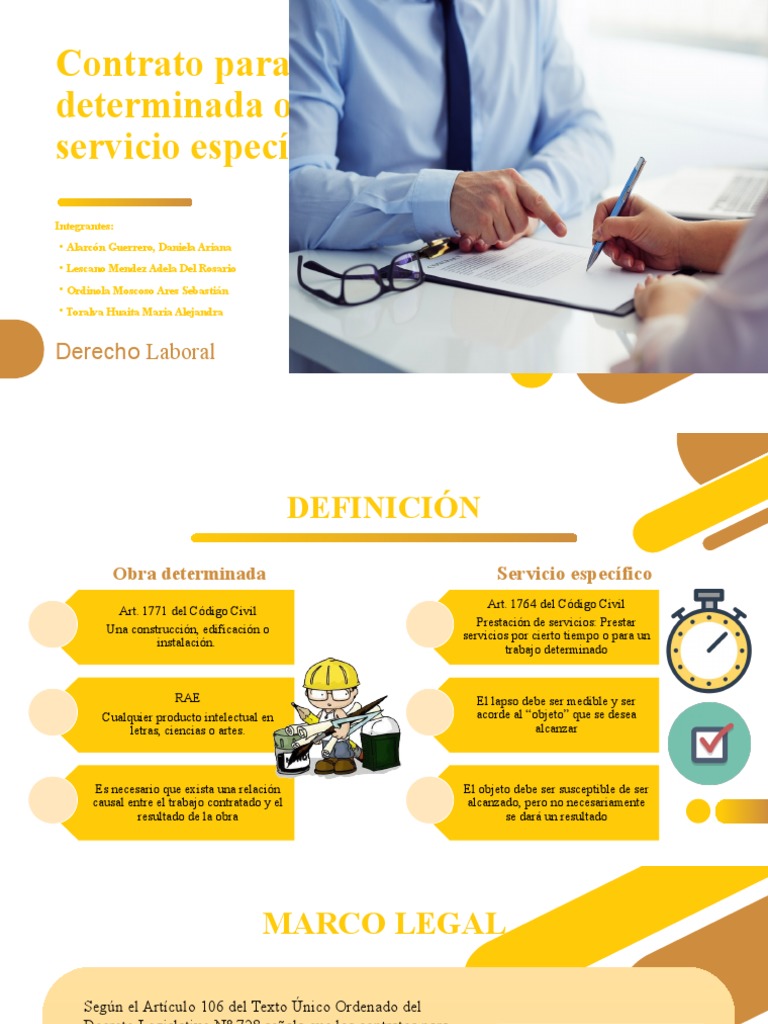 Contrato para Obra Determinada o Servicio Específico | PDF | Derecho laboral | Derecho civil ...