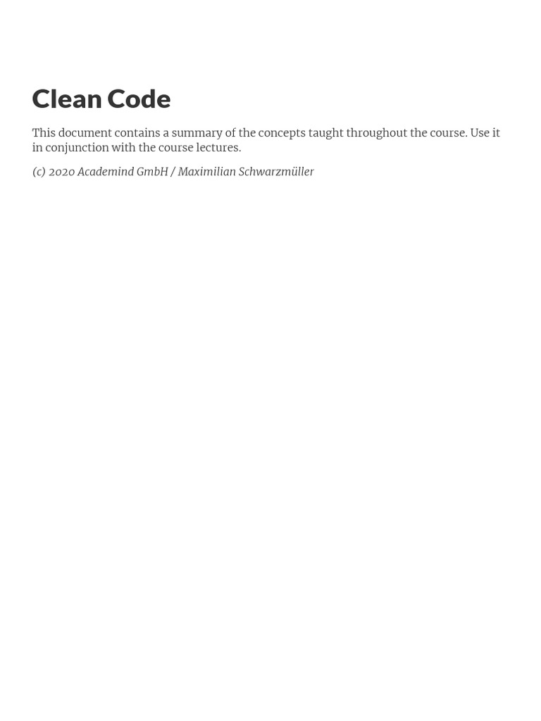 Clean Code Summary | Download Free PDF | Class (Computer Programming ...
