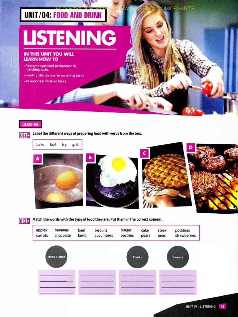 IELTS Listening Tasks: Food and Cooking | PDF | Foods | Lamb And Mutton
