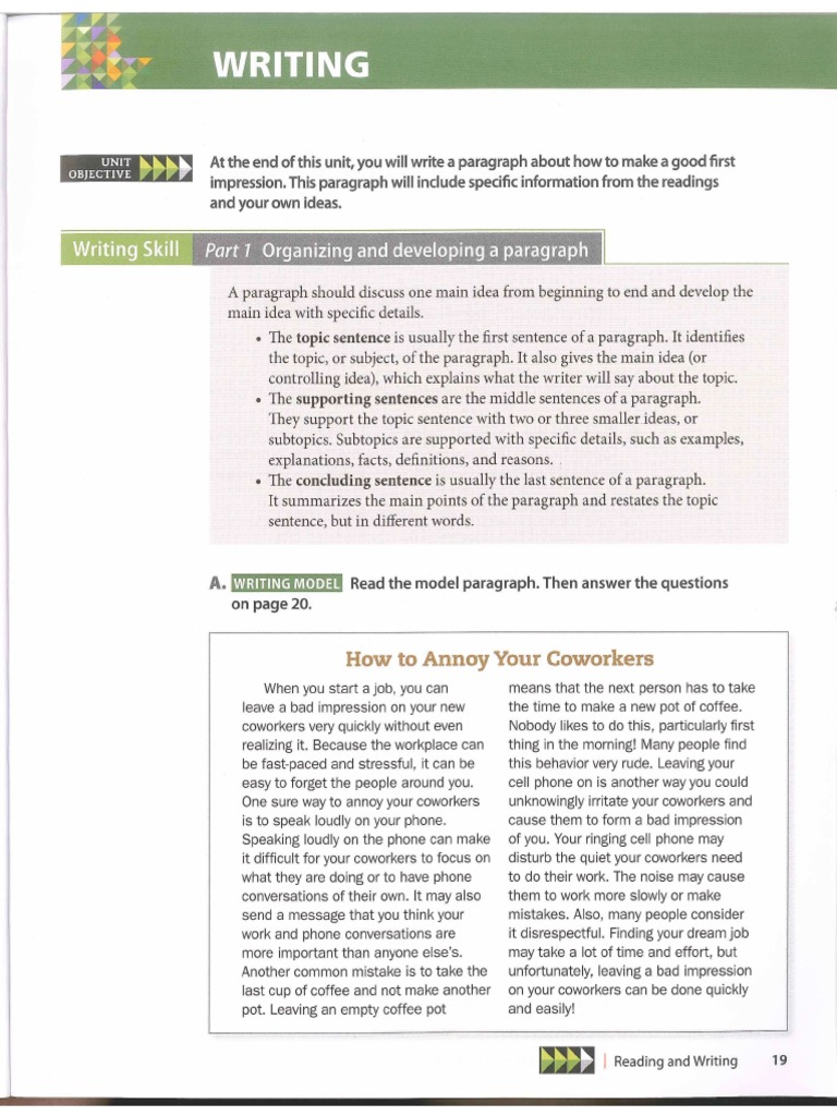 Writing - Unit 1 | PDF