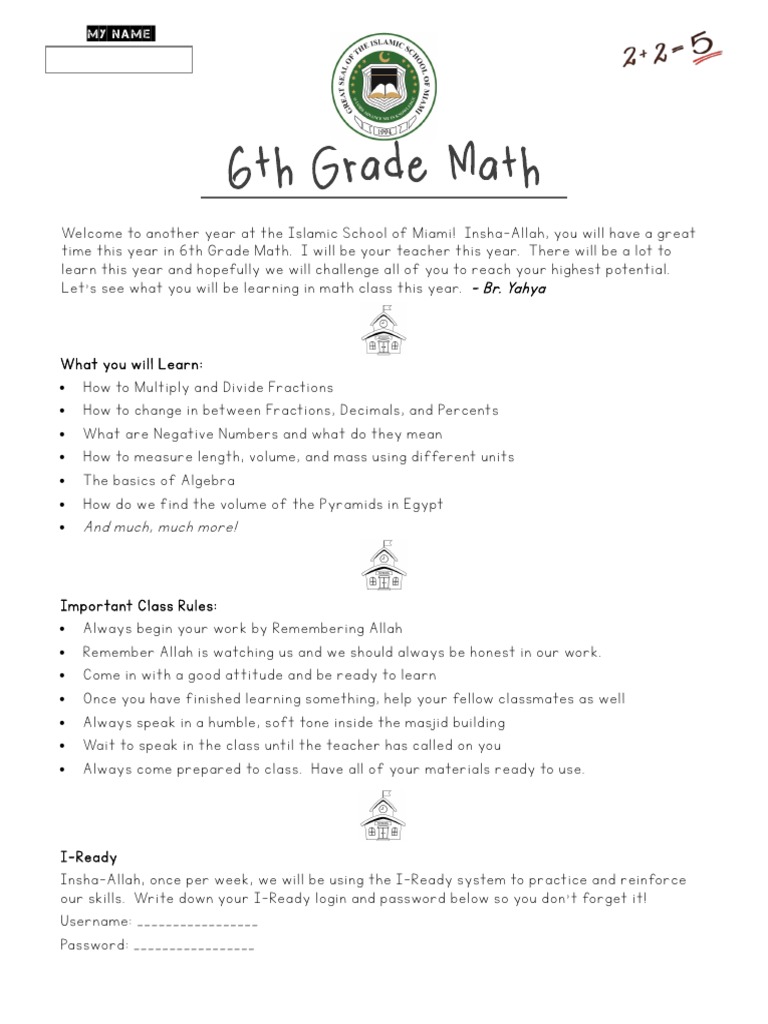 Syllabus - 6th Grade Math | PDF | Test (Assessment) | Learning