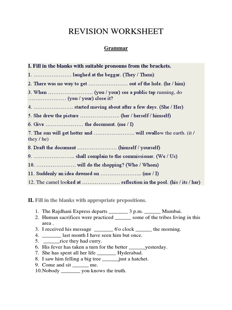 Revision Worksheet - Grade 6 | Download Free PDF | Orange (Fruit) | Vitamin