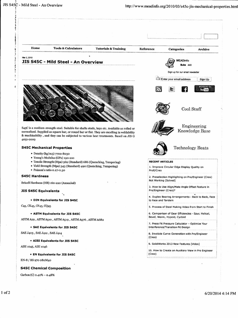 s45c Steel Description | PDF | Gear | Horsepower