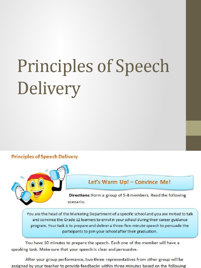 9-Principles of Speech Delivery | PDF | Speech | Communication