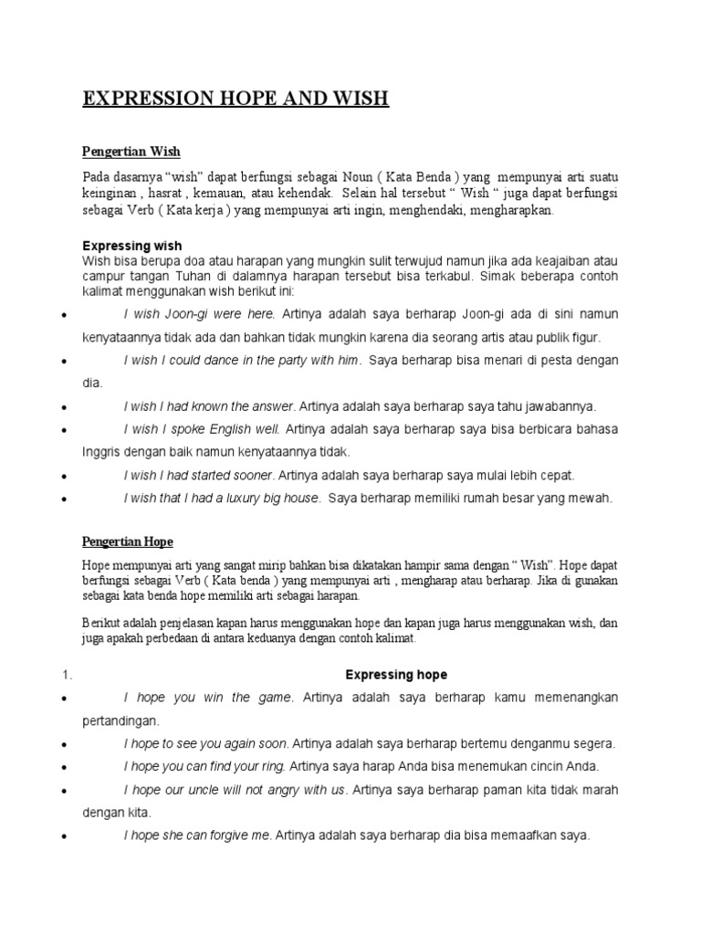 Expression of Hope and Wish | PDF