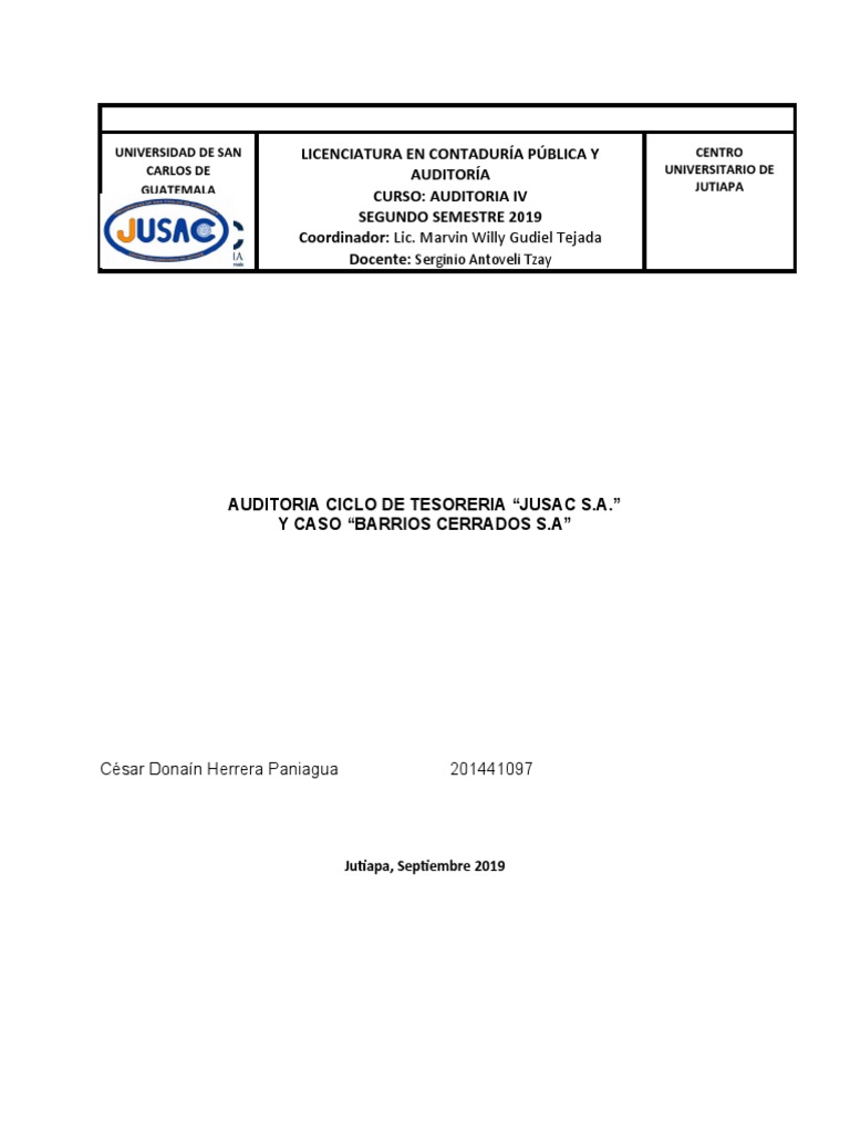 Caratula y Caso Examen Auditoria | PDF | Auditoría | Economias