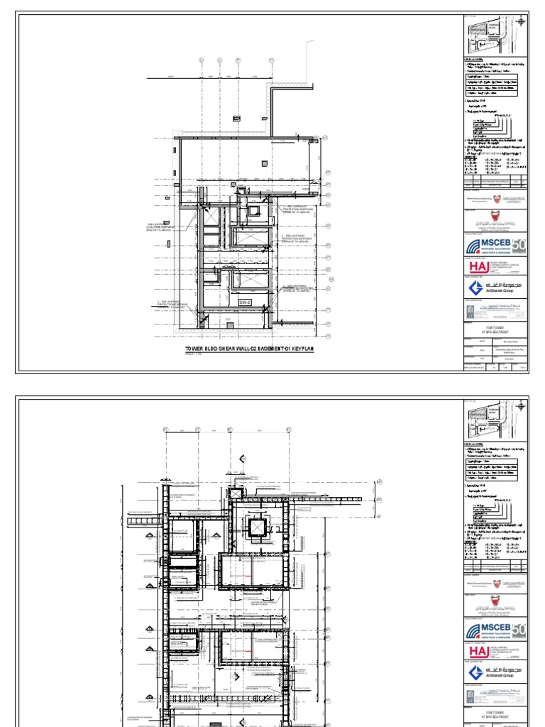 Tower BLDG Shear Wall-02 Basement-01 Keyplan: DT CT BT AT | PDF ...