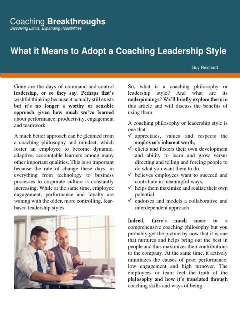 What It Means To Adopt A Coaching Leadership Style - Coaching ...