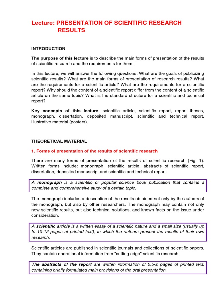Presentation of Scientific Research Results | PDF | Thesis | Abstract ...