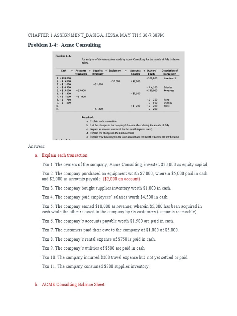 CH1 Assignment | PDF | Expense | Depreciation