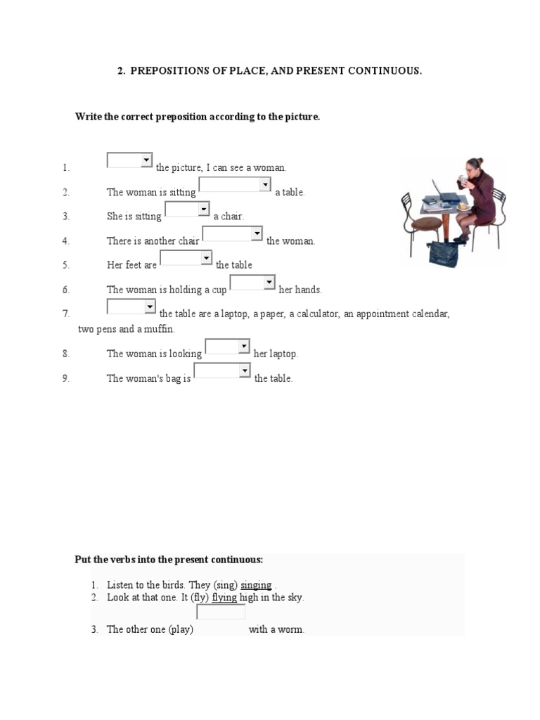Prepositions of Place & Present Continuous | PDF