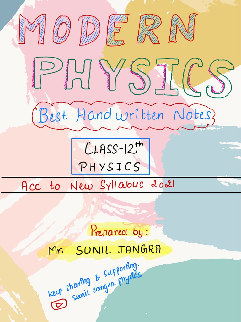 Modern Physics Complete Notes | PDF | Photoelectric Effect | Photon