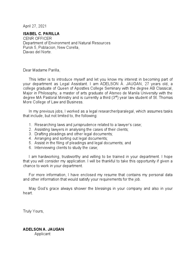 Application Letter Dagul 2021 | PDF