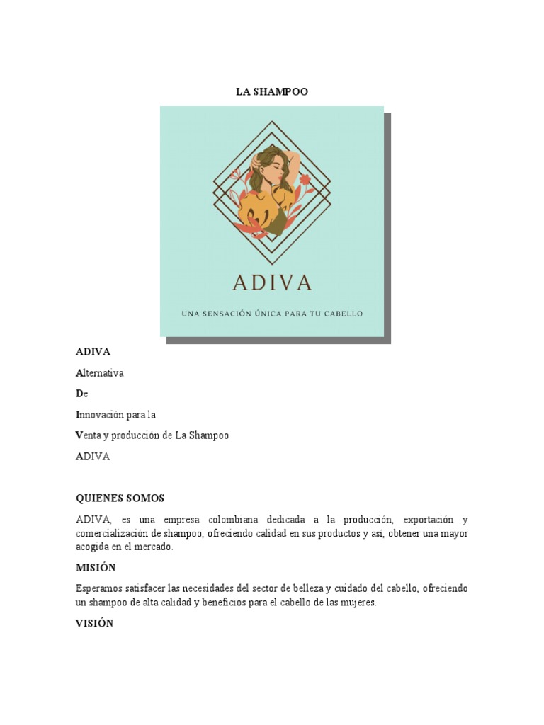 Shampoo Adiva: Innovación y Calidad | PDF | Producto (Negocio ...