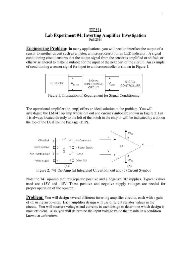 EE221 Lab Experiment #4: Inverting Amplifier Investigation: Fall 2014 ...