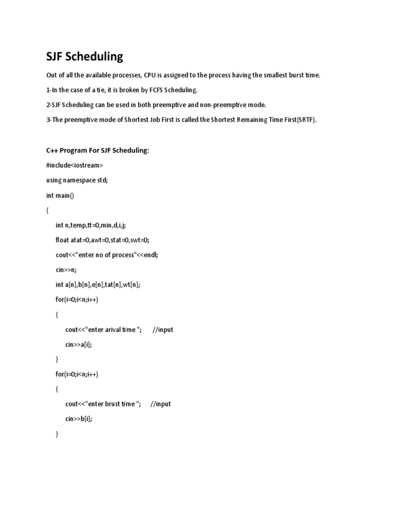 C Program For Sjf Scheduling Pdf Scheduling Computing Concurrency Computer Science 8877