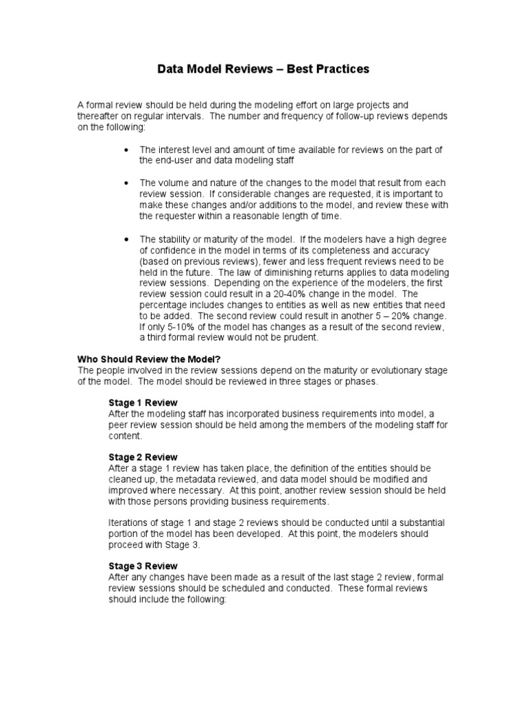 Best Practices Data Model Review Process | PDF | Metadata | Databases