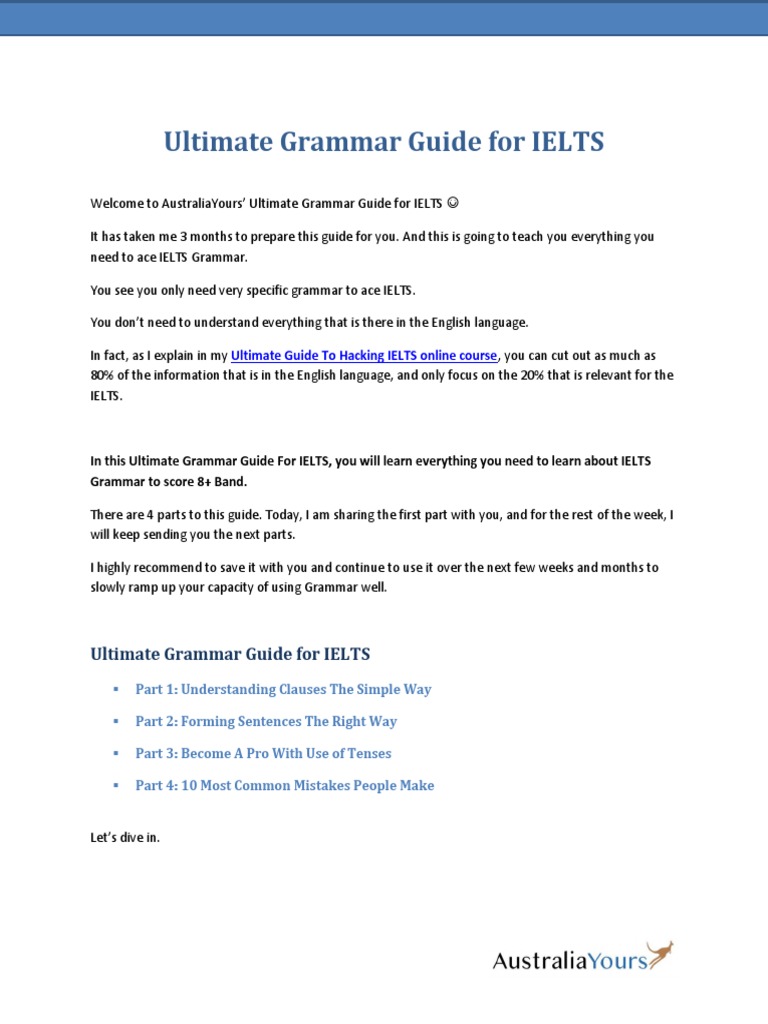 Part 1 IELTS Grammar Ultimate Guide | PDF | Clause | Sentence (Linguistics)
