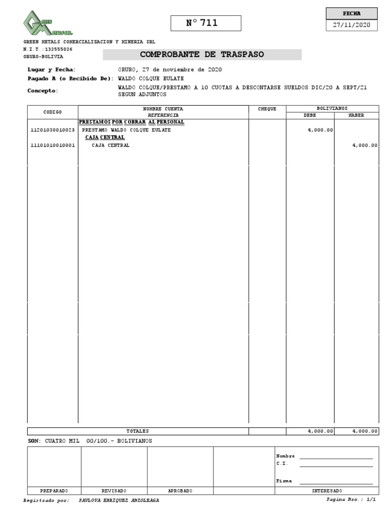 Comprobante Contable | PDF