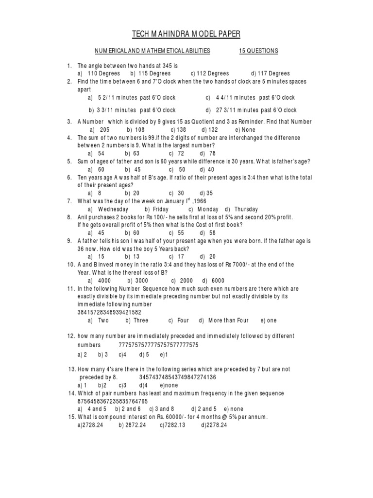 Tech Mahindra - Question - Paper | PDF