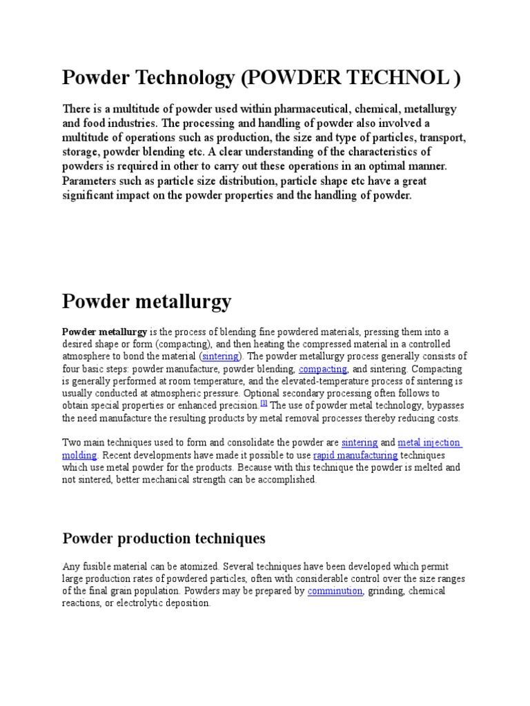 Powder Technology (POWDER TECHNOL) | PDF | Sintering | Materials