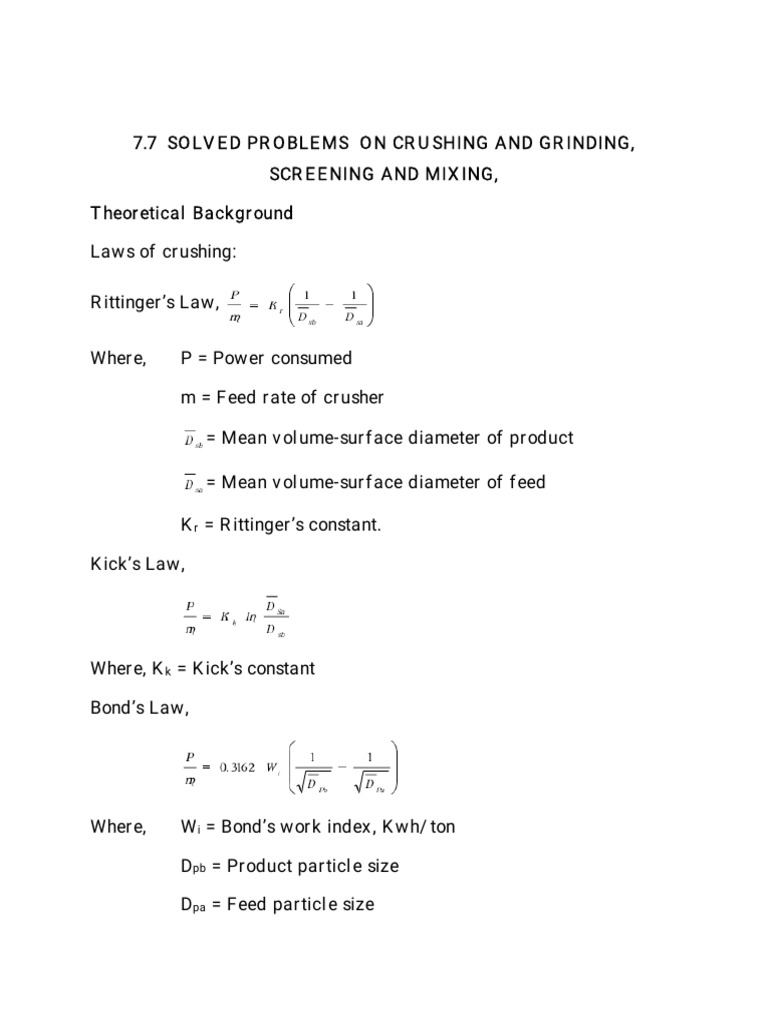 Size Reduction Calculation | PDF