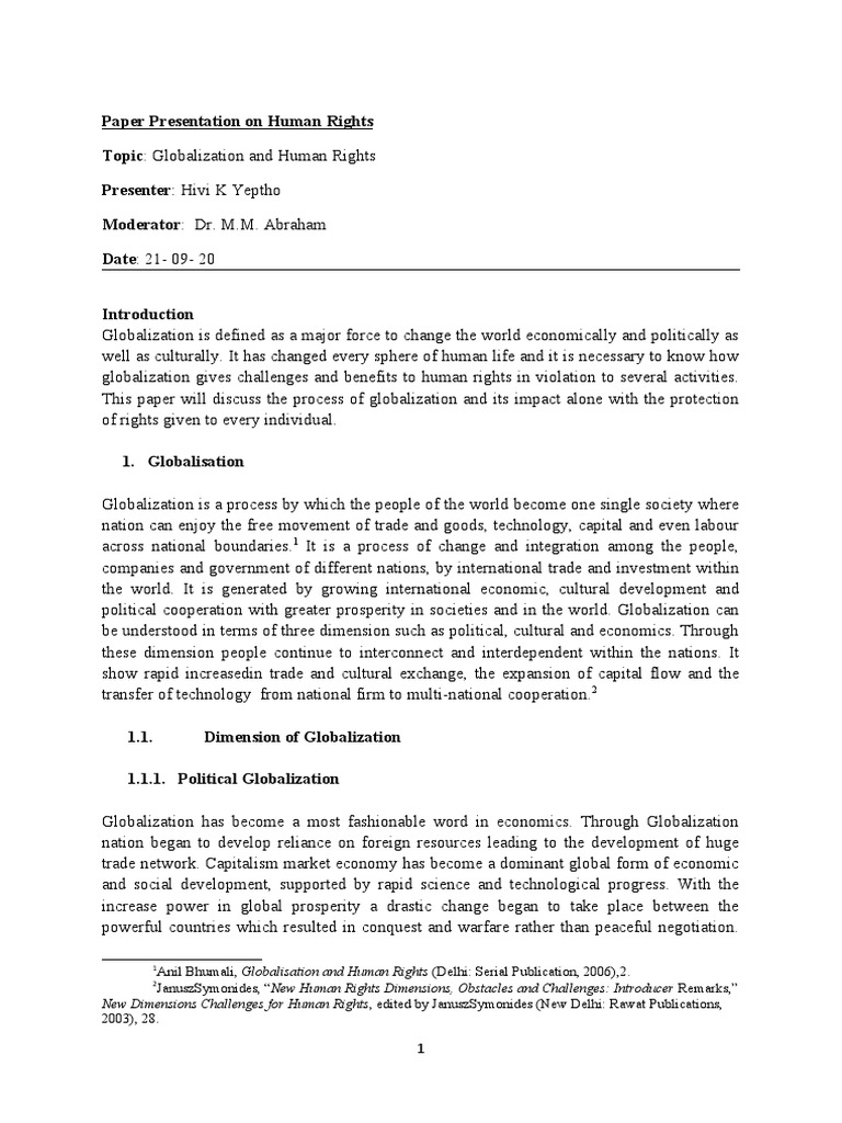 GLOBAL and Human Rights | PDF | Globalization | Human Rights