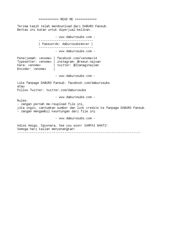 Panduan Penggunaan DABURO Fansub | PDF