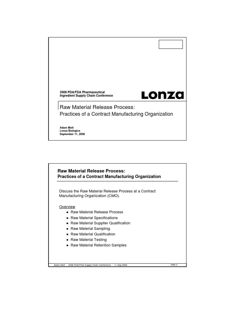 Raw Material Release Process | PDF | Verification And Validation | Food ...