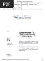 Method Statement For Installation of Diesel Generator Set - Safe Work Method of Statement | PDF ...