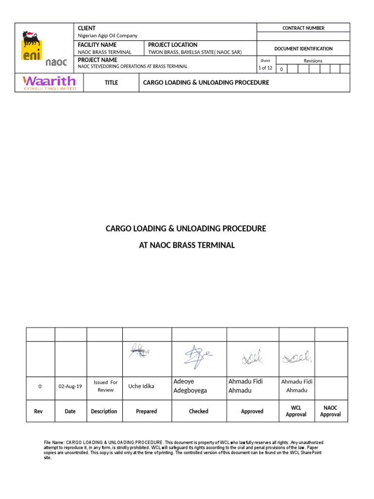 Waarith Cargo Loading & Offloading Procedure | Download Free PDF ...