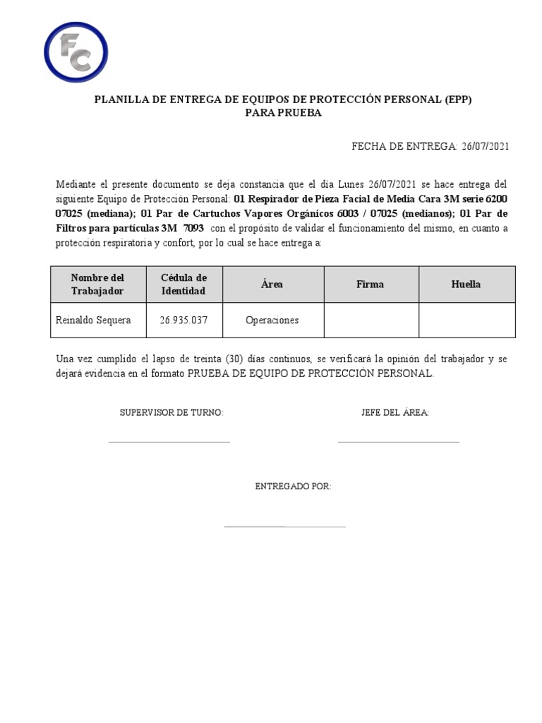 Planilla de Entrega de EPP | PDF | Tecnología