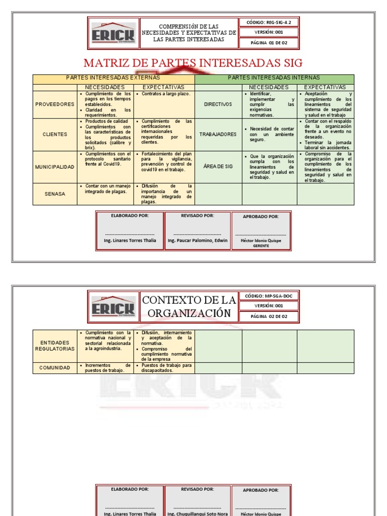 Matriz de Partes Interesadas ISO 9001 | PDF | Business | Economias